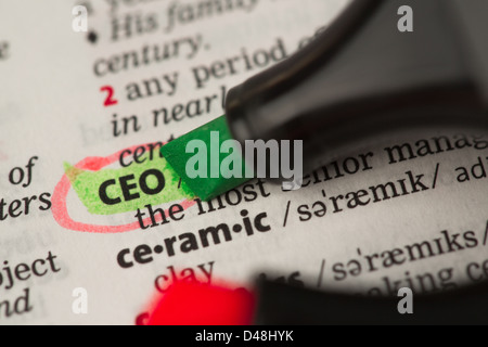 CEO definition highlighted and circled in the dictionary Stock Photo ...