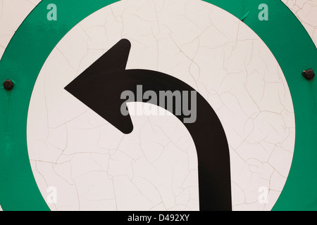 Traffic sign "All traffic must turn left except for bicycles Stock ...