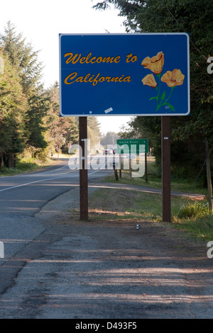 Welcome to California sign at the Oregon border on US highway 395 Stock ...