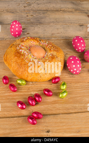 Spanish Easter cake. Traditional mona de pascua typical in Spain with ...