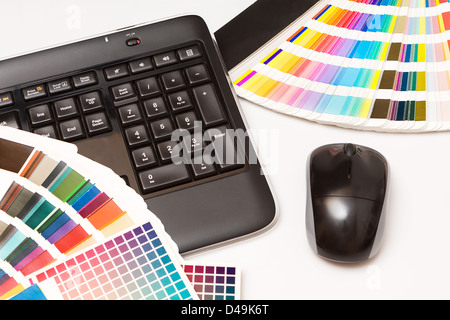 color pantone swatches, mouse and keyboard Stock Photo - Alamy