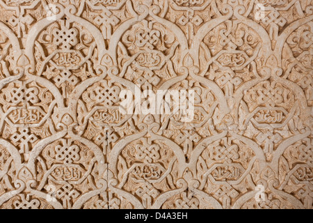 Granada. Alhambra. Nasrid dynasty. Wall decorated with arabesques ...