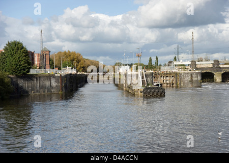 Irlam Locks on the Manchester Ship Canal from the Mersey Ferry Stock ...