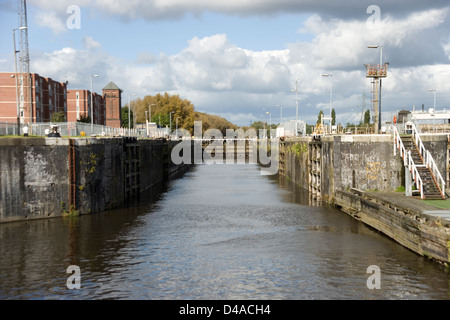 Irlam Locks on the Manchester Ship Canal from the Mersey Ferry Stock ...