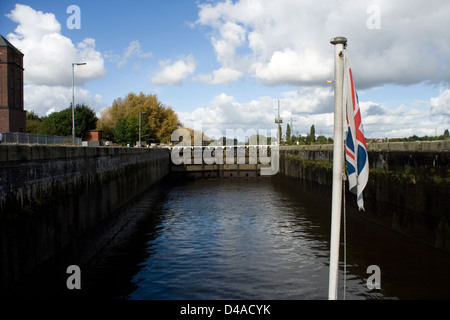 Irlam Locks on the Manchester Ship Canal from the Mersey Ferry Stock ...