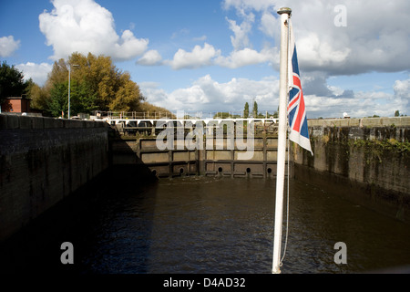 Irlam Locks on the Manchester Ship Canal from the Mersey Ferry Stock ...