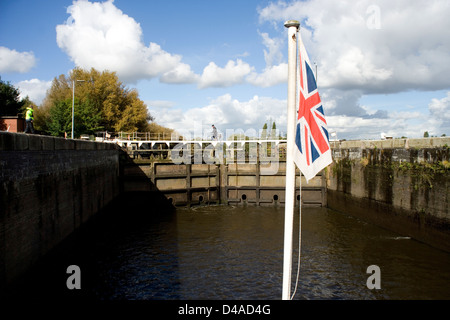 Irlam Locks on the Manchester Ship Canal from the Mersey Ferry Stock ...