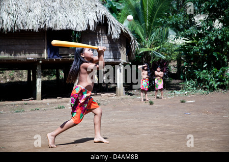 Embera Indians, Panama, children playing in the rain Stock Photo - Alamy