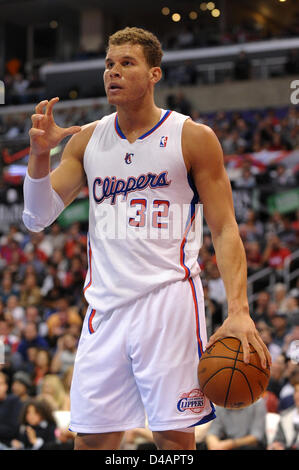 Detroit Pistons forward Blake Griffin brings the ball up court during ...
