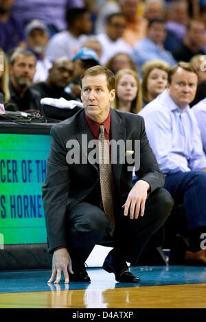 Portland Trail Blazers coach Terry Stotts reacts toward the officials ...