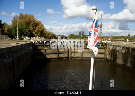 Irlam Locks on the Manchester Ship Canal from the Mersey Ferry Stock ...