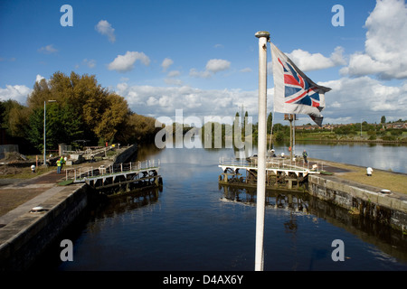 Irlam Locks on the Manchester Ship Canal from the Mersey Ferry Stock ...