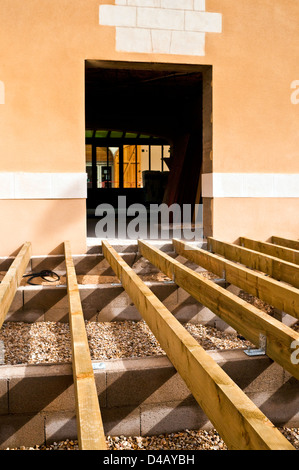 Timber terrace / platform construction - France Stock Photo - Alamy