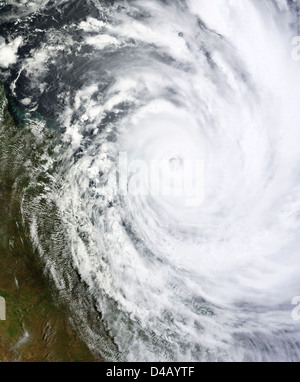 NASA satellite imagery captured Cyclone Yasi, a Category 5 tropical ...