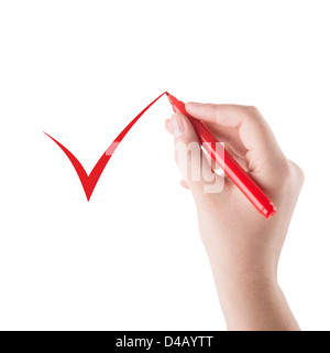 Clipboard with Checklist X 5 and Pen. Red color Side view Stock Photo ...