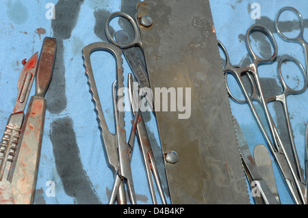 Array of surgical tools used during leg amputation Stock Photo - Alamy