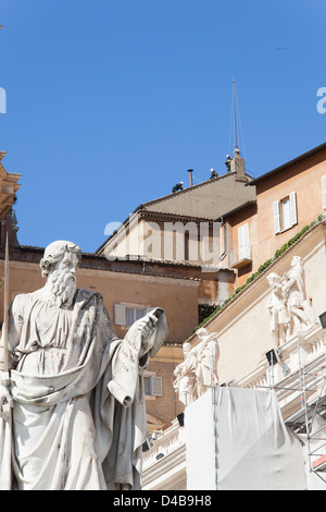 Vatican, the chimney on the roof of the Sistine Chapel announces the ...