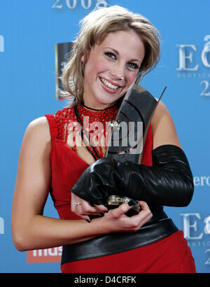 German singer LaFee poses with her ECHO award after the award ceremony ...