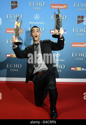 German rapper Bushido poses with his ECHO awards at the 17th Echo Award ...