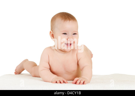 baby girl lying face-down position Stock Photo - Alamy