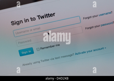 Twitter sign in page, web site Stock Photo - Alamy