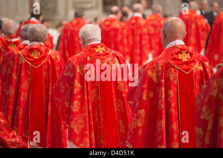 Cardinals attend the religious mass 'Pro Eligendo Romano Pontifice' at ...