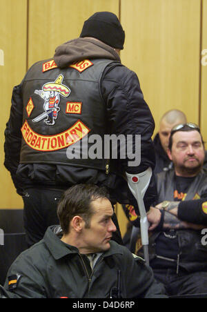 The logo of motorcycle club 'Bandidos Germany' pictured on a leather ...
