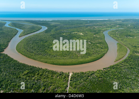Rufiji River estuary, aerial view, Lindi Region, Tanzania Stock Photo ...