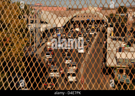 Vehicles approach the United States border crossing as seen from Saint ...