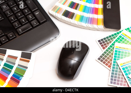 color pantone swatches, mouse and keyboard Stock Photo - Alamy