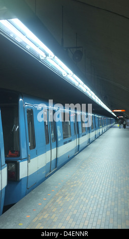 A Montreal Metro subway train in motion, in Montreal, Quebec. The metro ...