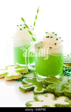 White chocolate shorrbread cookies in shape of four clover leaf with ...