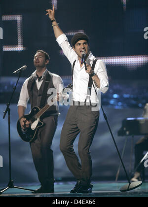 Danish singer Simon Mathew pictured during the dress rehearsal for the ...