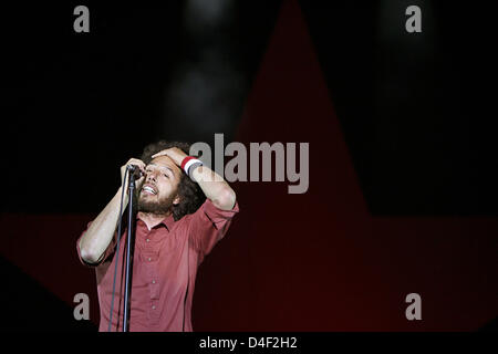 Zack de la Rocha of Rage Against the Machine performing at Lollapalooza ...