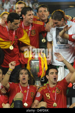 Players of Spain jubilate after the UEFA EURO 2008 final match between ...