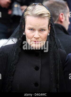 Belgium's Princess Mathilde arrives for the funeral ceremony of Count ...