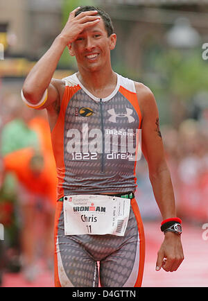 Chris McCormack (Australia) celebrates after winning Ironman Germany in ...
