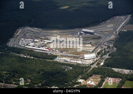 Aerial view on the Hockenheimring race track ahead of the Formula 1 ...
