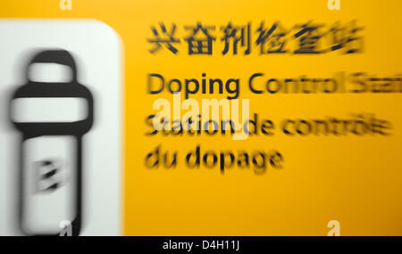 A sign reading 'Doping Control Station' is pictured at the national ...