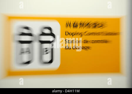 A sign reading 'Doping Control Station' is pictured at the national ...