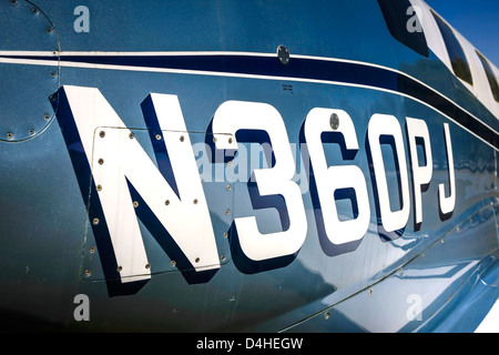 A PiperJet PA-47 plane outside the Sun n Fun Florida Air Museum at ...