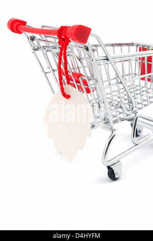 shopping cart with empty price tag isolated on white background Stock ...