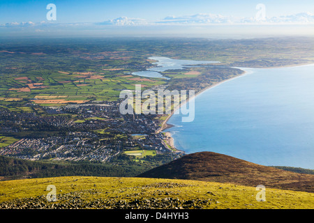 The view from Slieve Donard looking over the Irish sea to England Stock ...