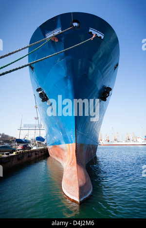 Industrial ship hull with bulbous bow. This is a protruding bulb at the ...