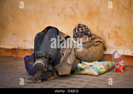 Morocco. Marrakech. Man Sleeping On The Street Stock Photo - Alamy