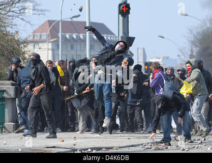 Riots break out at the 2009 NATO Summit in Strasbourg, France, 04 April ...