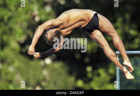 German Sascha Klein seen in action during the 10m high diving ...