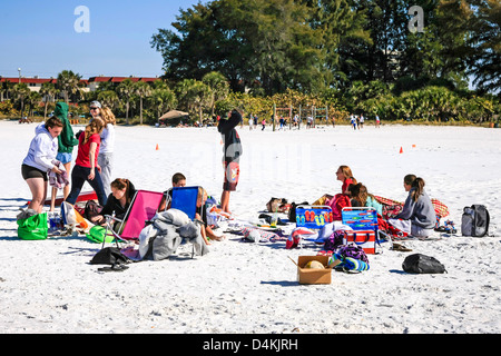 Spring break time on Siesta Key public beach on the gulf Coast of ...