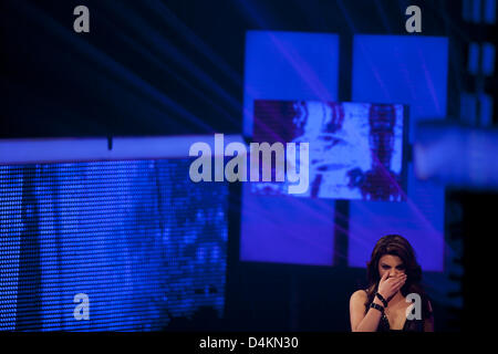 A contestant seen on stage during the "Miss Ukraine Plus Size" beauty ...