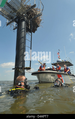Divers from Regional Dive Locker Pacific stage equipment at the pier in ...